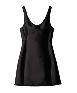 MIU MIU Embroidered Silk And Wool Mini-dress