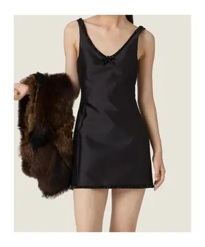 Miu Miu Embroidered Silk And Wool Mini-dress