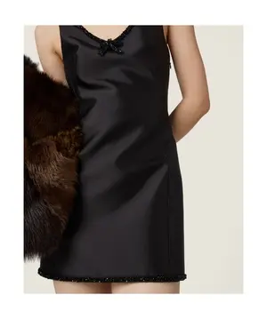 Miu Miu Embroidered Silk And Wool Mini-dress