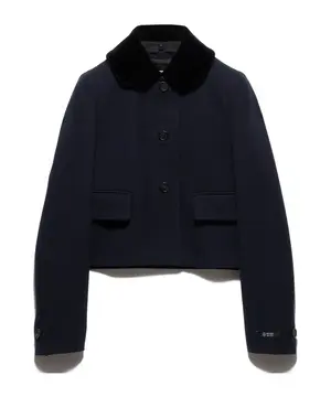 Prada Single-breasted Natté Fabric Jacket With Removable Velvet Collar