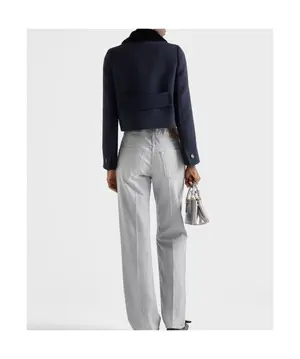 Prada Single-breasted Natté Fabric Jacket With Removable Velvet Collar
