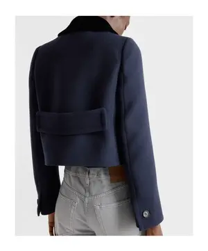 Prada Single-breasted Natté Fabric Jacket With Removable Velvet Collar