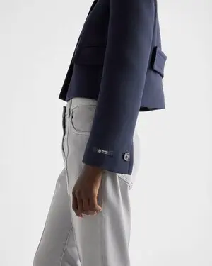 Prada Single-breasted Natté Fabric Jacket With Removable Velvet Collar