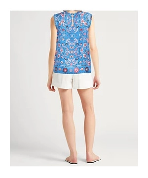 Tory Burch Sleeveless Printed Silk Top