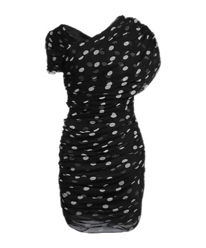 Saint Laurent Polka Dot Ruched Mini Dress