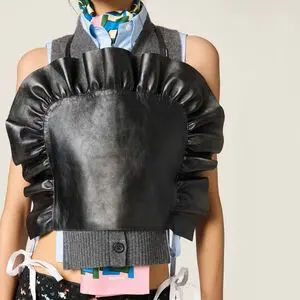 Miu Miu Leather Top With Ruffle Detailing