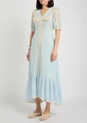 Rixo Lace-trim Cotton Midi Dress