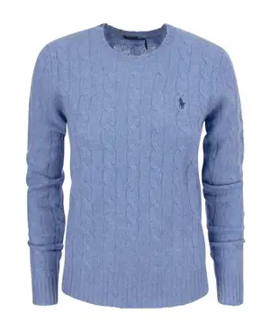 Polo Ralph Lauren Logo-embroidered Cable-knit Jumper - Blue