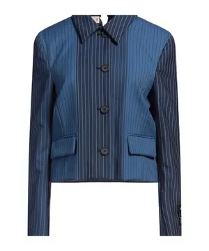 Marni Striped Cool Wool Long Sleeve Jacket - Blue