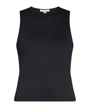 Vince Round Neck Sleeveless Stretch Tank Top - Black
