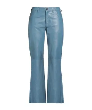 Marni Plain Colour Leather Trouser - Blue