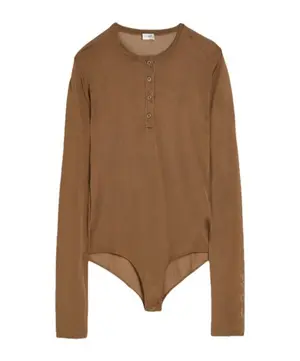Saint Laurent Solid Colour Lightweight Knitted Bodysuit - Brown