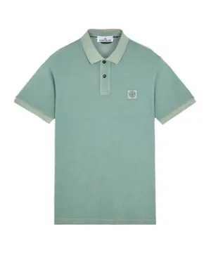 Stone Island Logo Patch Short-sleeved Polo Shirt - Light Green