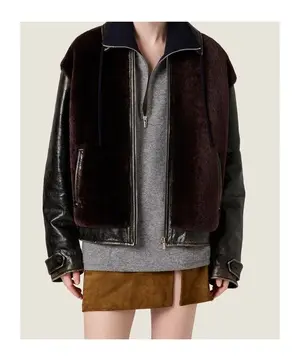 Miu Miu Leather And Shearling Blouson Jacket