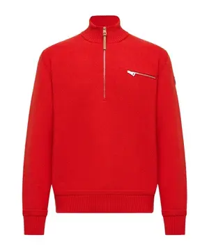 Moncler Wool Cashmere Blend Turtleneck Sweater - Red