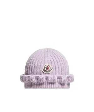 Moncler Ruffle-trimmed Wool Cashmere Beanie - Lavender
