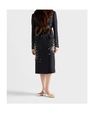 Prada Embroidered Double-breasted Wool Coat