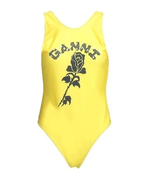 GANNI One-piece Swimsuit With Rose Print - Yellow
