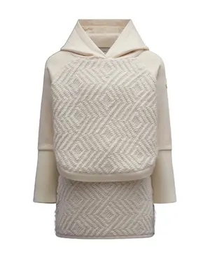 Moncler Wool Jacquard Two-piece Set With Hooded Sweater And Skirt - Nude