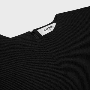 Celine Tricotine Wool Dress With Embroidered Hem