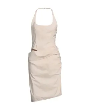 Jacquemus Halterneck Pleated Midi Dress - Nude