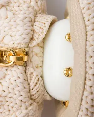 Prada Soft Robot Knit Keychain Charm - Cream