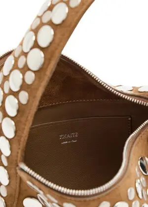 Khaite Elena Small Suede Studded Top Handle Bag