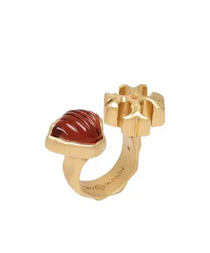 Tory Burch Logo Metallic Ring - Yellow