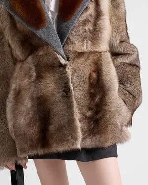 Prada Shearling And Cloth Coat