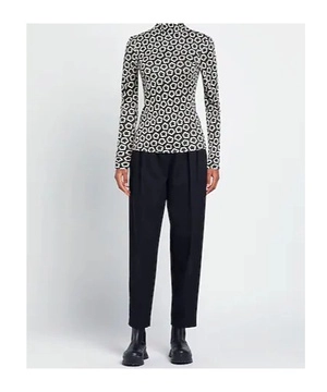 Tory Burch Floral Print High Neck Long Sleeve T-shirt