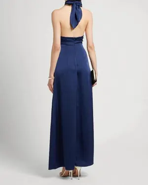 MAXCO. Max&co. Satin Halterneck Flared Maxi Dress