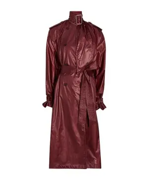 Saint Laurent Lavallière Double-breasted Nylon Trench Coat - Red