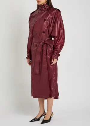 Saint Laurent Lavallière Double-breasted Nylon Trench Coat