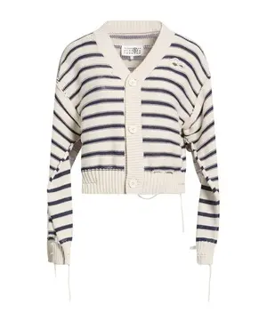 MAISON MARGIELA Striped Cardigan - White