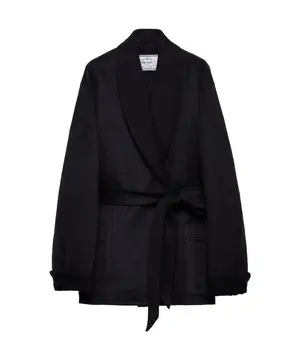 Prada Single-breasted Velour Caban Jacket With Shawl Collar - Blue