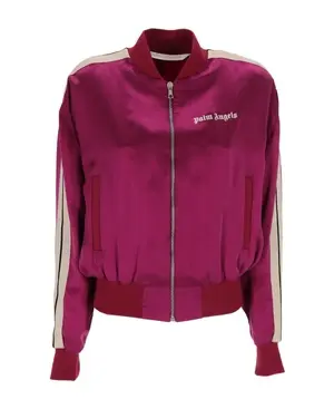 Palm Angels Striped Zipped Bomber Jacket
