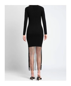 GANNI Ribbed Knit Dress With Fringes