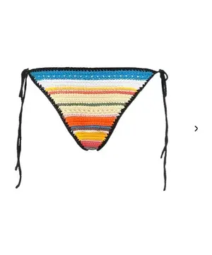 GANNI High-waisted Crochet Bikini Bottoms With Striped Pattern