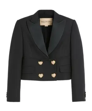 Valentino Garavani Crepe Couture Jacket With Heart-shaped Buttons - Black
