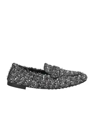 Tory Burch Metallic Round Toe Loafers - Black