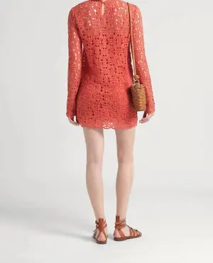 MAXCO. Max&co. Crochet Mini Dress With Long Sleeves