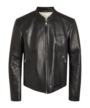 TOM FORD Stand-up Collar Leather Jacket - Black