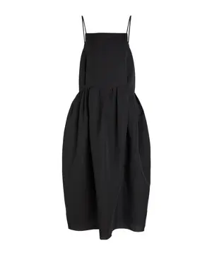 Khaite Silk And Cotton-blend Midi Dress - Black
