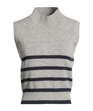 Brunello Cucinelli Sleeveless High Neck Striped Sweater Vest - Gray