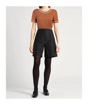 Max Mara Two-tone Crewneck Short Sleeve Knit Top