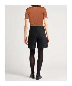 Max Mara Two-tone Crewneck Short Sleeve Knit Top