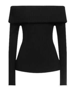 Tory Burch Off-the-shoulder Ribbed Knit Sweater - Black