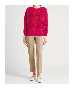 Max Mara Crew Neck Sweater With Crystal Embellishments