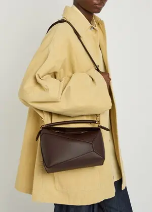 Loewe Puzzle Edge Small Leather Top Handle Bag - Black