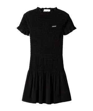 Miu Miu Georgette Mini-dress With Logo Tag